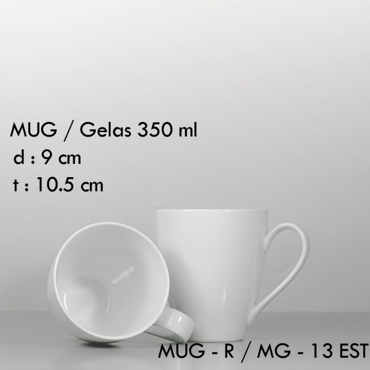 Jual 1 pcs Mug Putih Mg-R 350 ml & MG MC 430 ml BLANC by Indo keramik ...