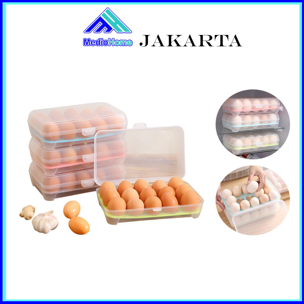Jual Mediohome Tempat Box Telur 15 Lubang Sekat Kotak Box Organizer ...