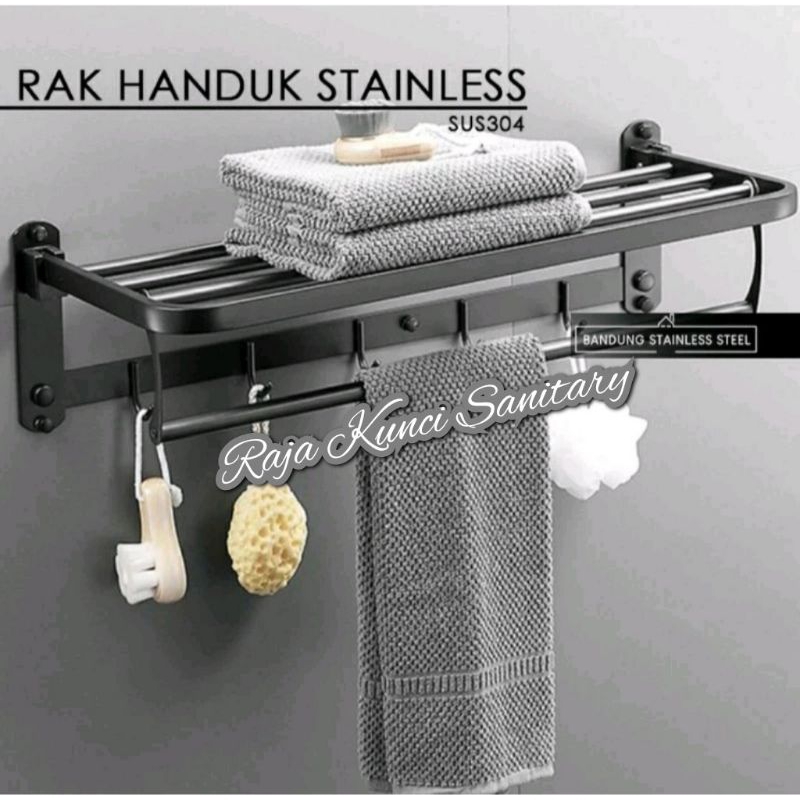 Jual Gantungan Handuk Lipat Stainless Hitam/Black/GantunganLipat ...