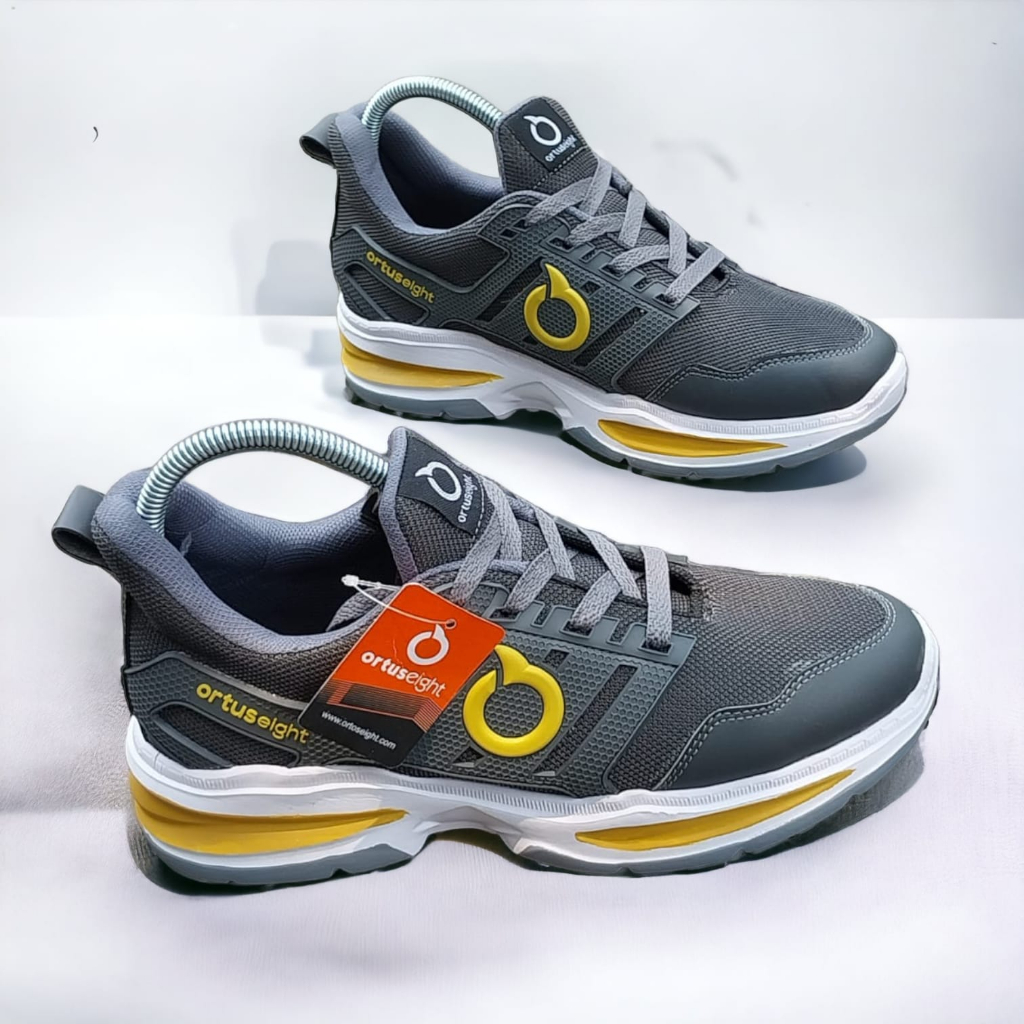 Jual Sepatu kasual pria dewasa ortus abu gold sneakers cowok kekinian ...