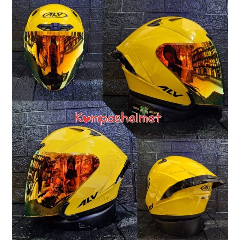 Jual HELM ALV ULTRON SOLID YELLOW LEMON PAKETAN VISOR IRIDIUM REDGOLD ...