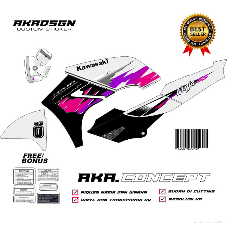 Jual sticker striping Kawasaki Ninja SS transparan max decal (sudah ...