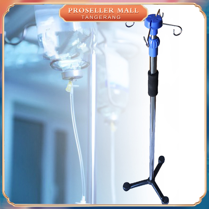 Jual Tiang Infus Roda Kaki 3 Pengait 4 Stainless Retractable Standard ...