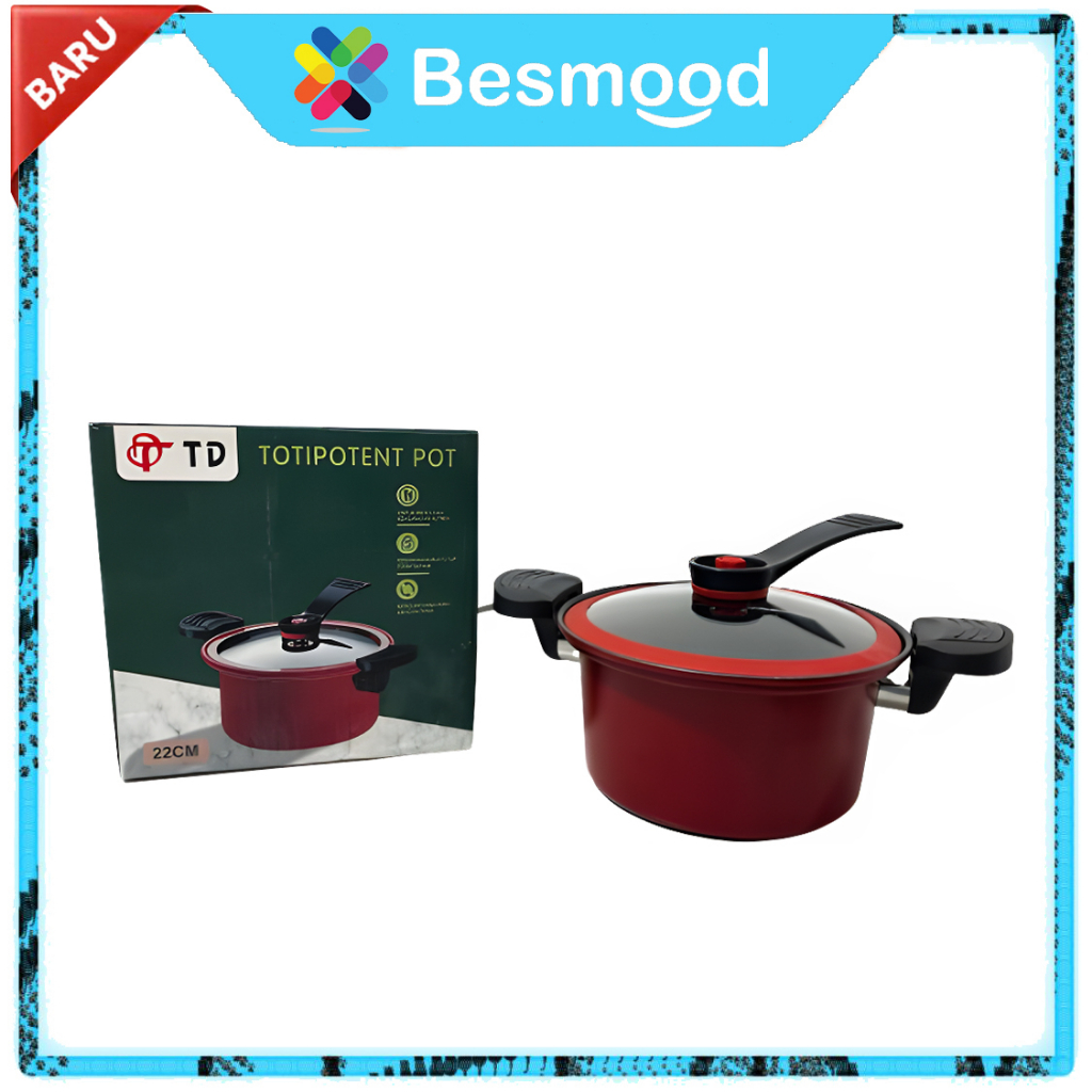 Jual Besmood Panci Presto Teflon Totipotent Micro Pressure Cooker Anti Lengket 22CM | Shopee ...