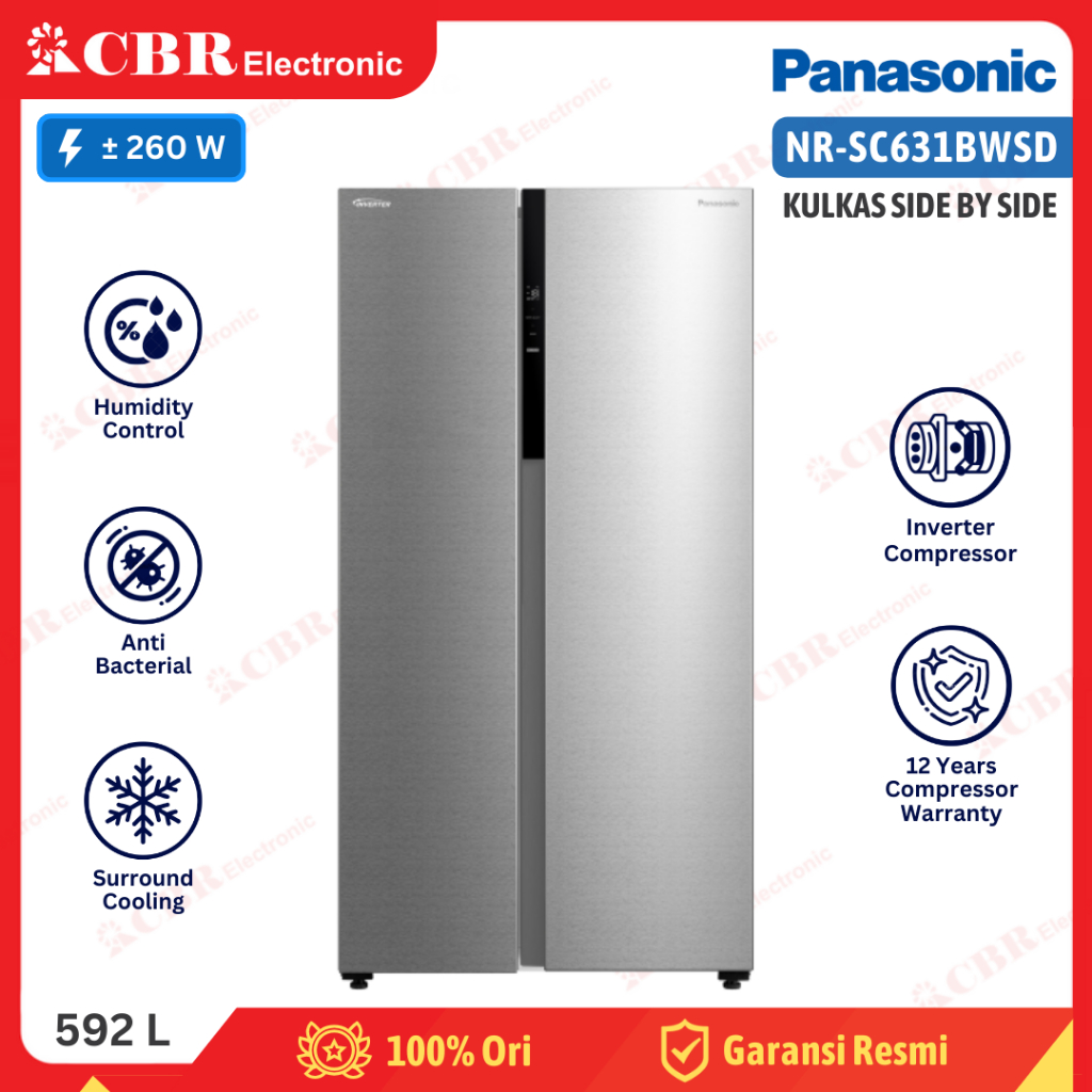 Jual Kulkas PANASONIC Side By Side 2 Pintu NR-SC631BWSD (Inverter / 592 ...