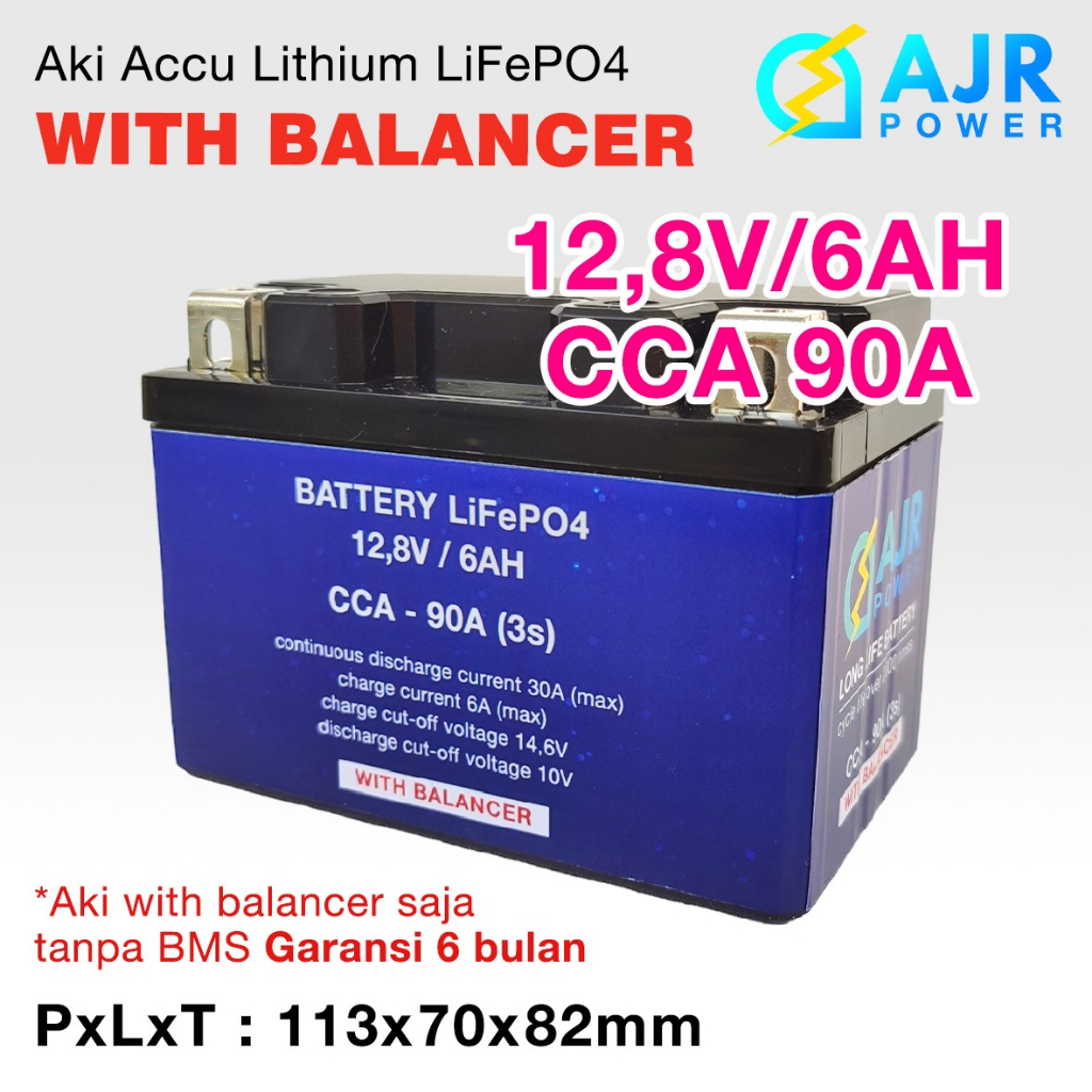 Jual AKI ACCU Lithium LiFePo4 GTZ4V GTZ5S YTZ4V YTZ5S 12V 12,8V 6AH ...