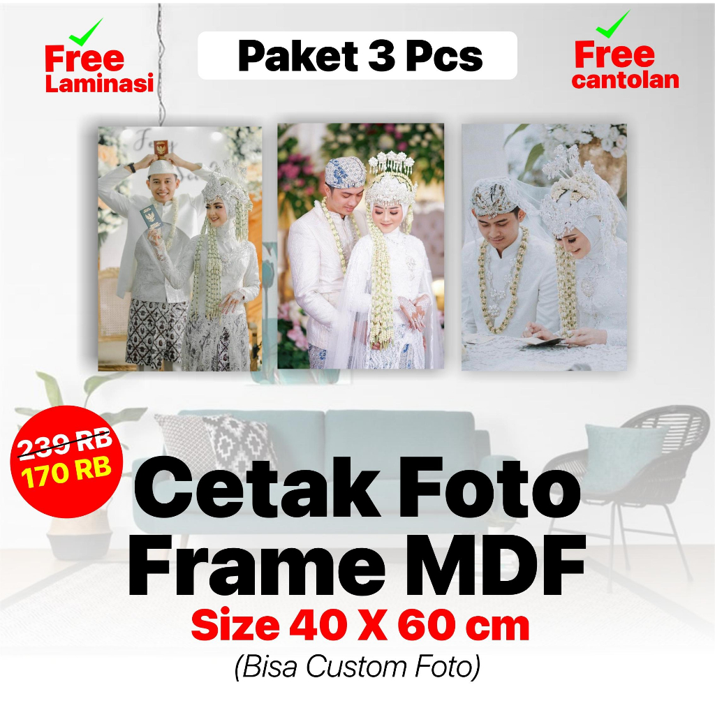 Jual paket 3 foto 16r / 40x60cm cetak foto besar | cetak foto 10r ...
