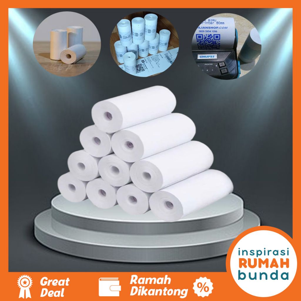 Jual KERTAS THERMAL STRUK KASIR CORELESS THERMAL PAPER KERTAS KASIR ...