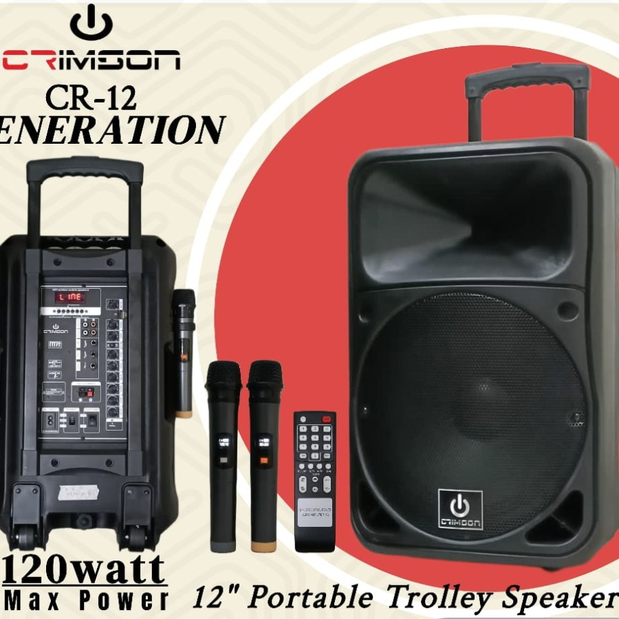 Jual Speaker Monitor Aktif Portable 12 inch Crimson CR Generation 120 watt Powerfull Mic ...