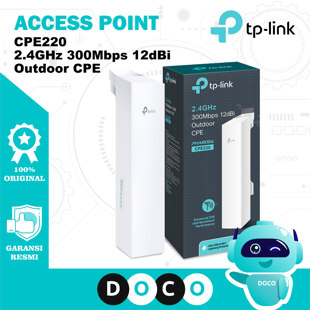 Jual TP-LINK Access Point CPE220 2.4GHz 300Mbps 12dBi Outdoor CPE ...