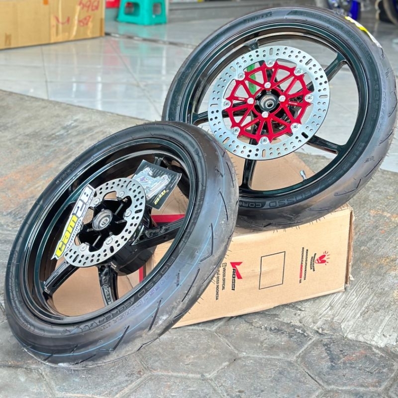 Jual Velg Rossi Mamba Komplit ban pirelli pnp ninja r rr ss | Shopee ...