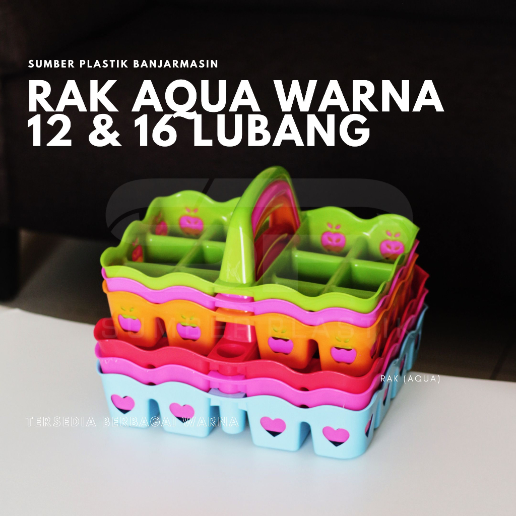 Jual Rak Aqua Gelas Plastik 16 dan 12 Lubang Slot Tempat Penyimpanan ...