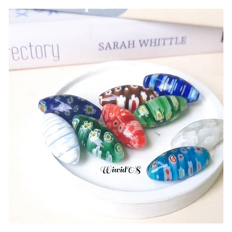 Jual (3 biji)MANIK KACA MILIEFORI LONJONG 25 mm | Shopee Indonesia