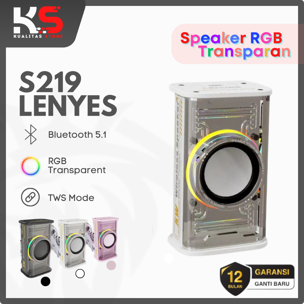 Jual LENYES SPEAKER BLUETOOTH TRANSPARAN RGB TWS V5.1 5WATT HIFI STEREO S219 | Shopee Indonesia