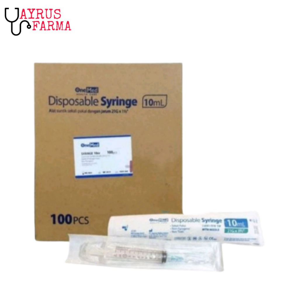 Jual Onemed Disposable Syringe 10ml Eceran 1 Pcs / Jarum Suntik One Med ...