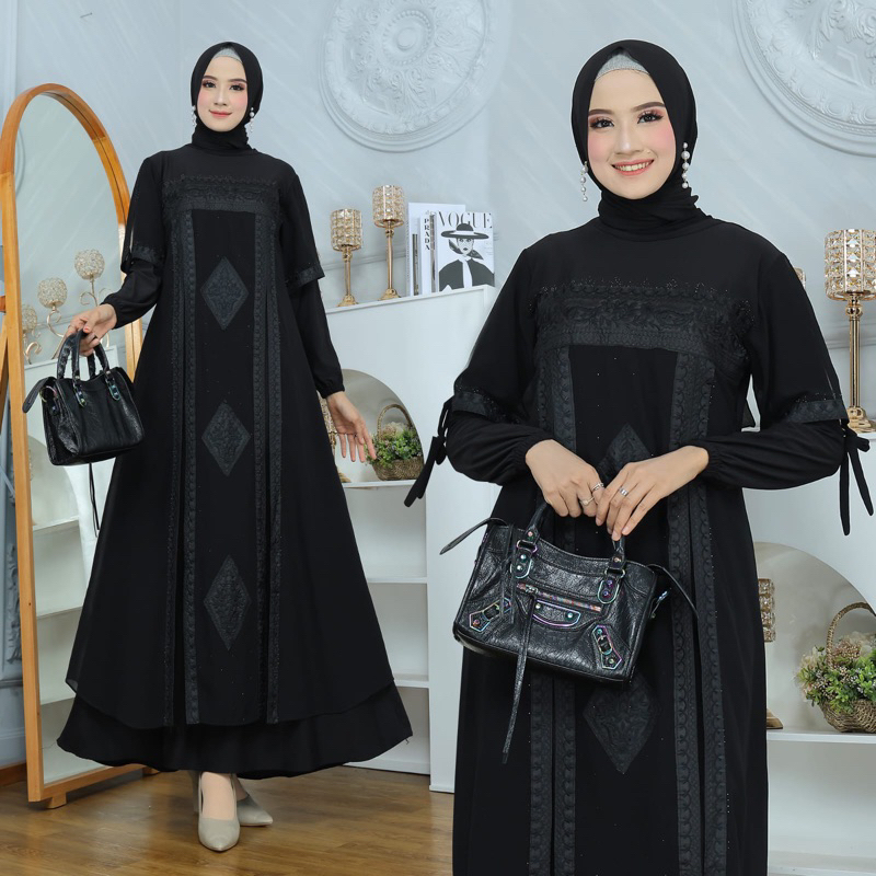Jual GALERI SICANTIK - COD - Gamis Abaya Hitam Polos Elegan dan Mewah ...