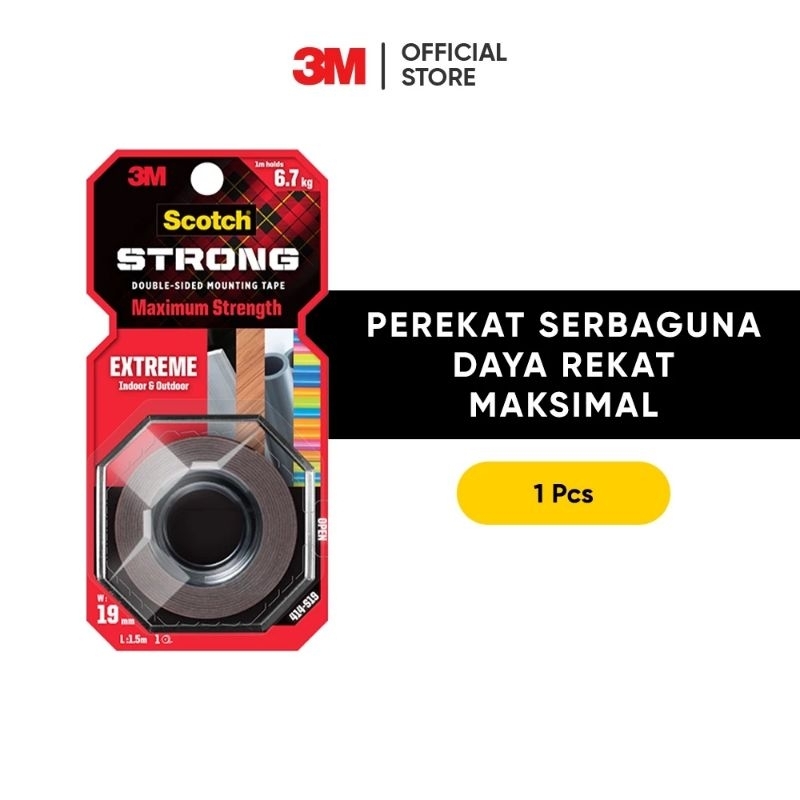 Jual 3M Scotch Strong Double Sided Mounting Tape Extreme 6.7Kg 414-S19 19mm X 1.5m / Perekat ...