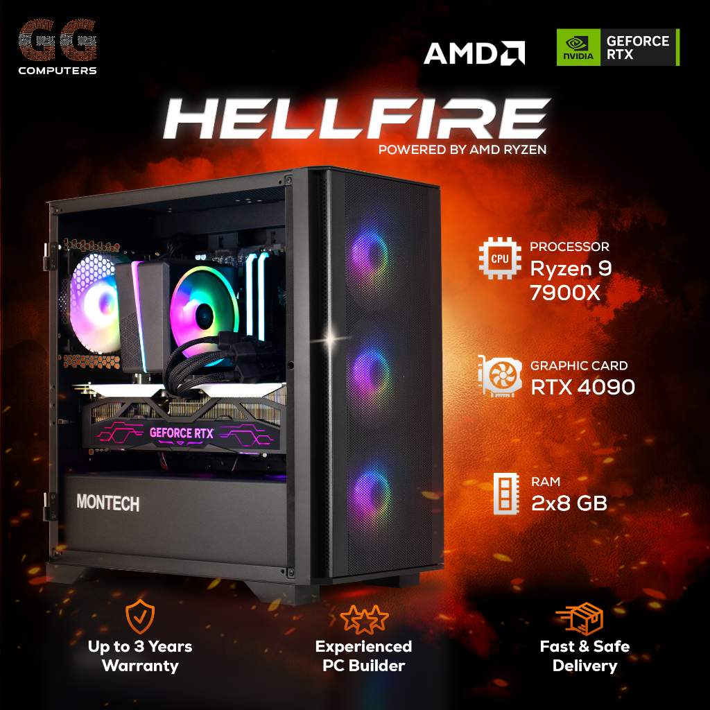 Jual PC Gaming AMD |Ryzen 9 7900X | RTX 4090 24GB | 256GB NVMe | 16GB ...