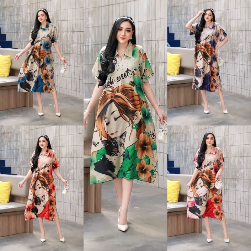 Jual Daster Karakter Black Sweet Viral Busui LD 120 PB 115 Bahan Rayon ...