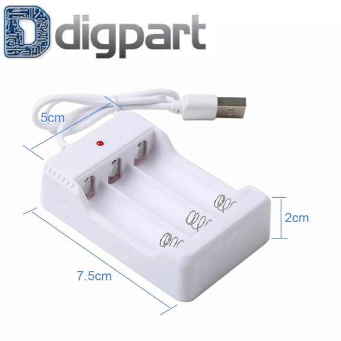 Jual Charger Baterai AA atau AAA 3 Slot Colokan USB | Shopee Indonesia