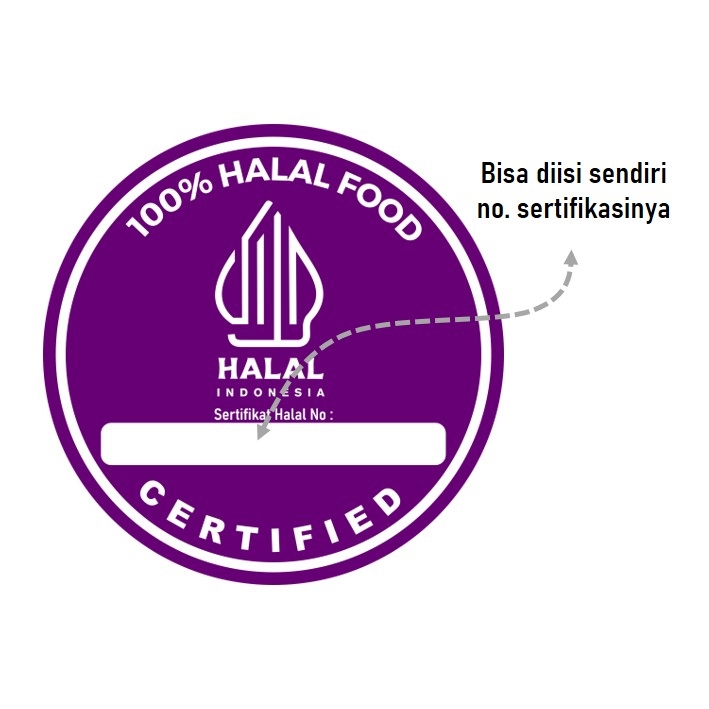 Jual Stiker Halal Plus Kolom No. Sertifikat Halal Warna Putih dan Ungu | Shopee Indonesia