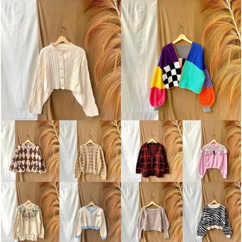 Jual SWEATER CARDIGAN REWORK THRIFT SECOND PREMIUM MURAH | Shopee Indonesia