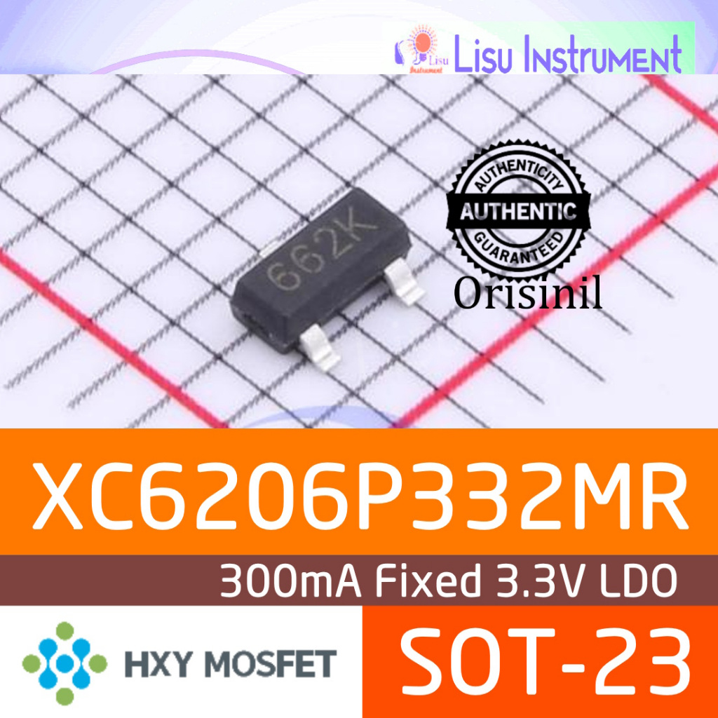 Jual XC6206P332MR 300mA Fixed 3.3V Linear Voltage Regulators LDO SOT-23 HXY Original | Shopee ...