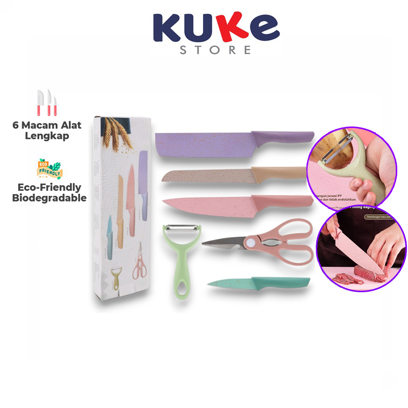 Jual KUKE Pisau Dapur Keramik Set 6IN1 / Kitchen Knife / Pisau Daging ...