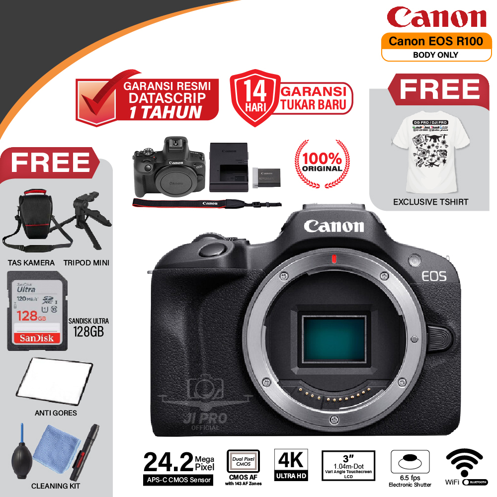 Jual Canon EOS R100 Body Only Mirrorless Camera Canon R 100 Bodi Resmi ...