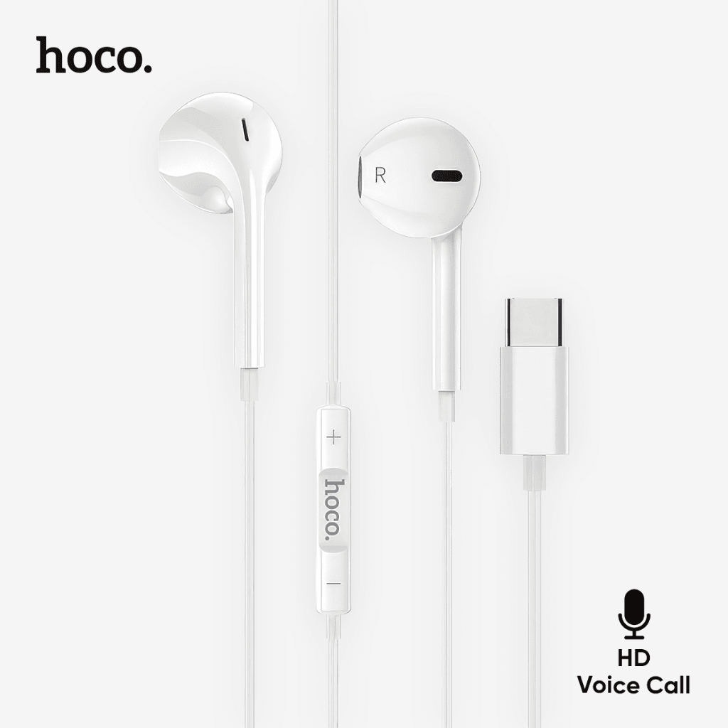 Jual HOCO Earphone Wired Headset Handsfree Micphone Type-C 3.5mm Ports ...