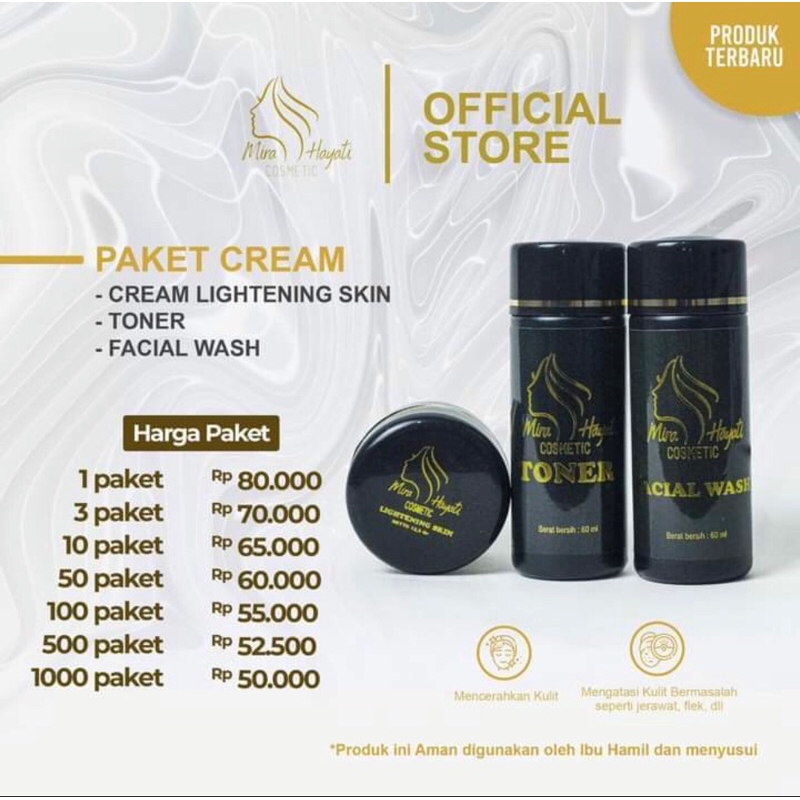 Jual Paket Basic Sabun Toner Cream Brightening MH Mirahayati | Shopee ...