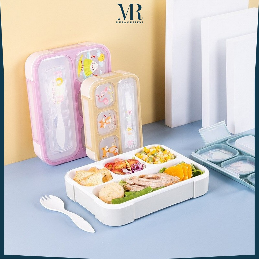 Jual Lunch Box Set Anak 3 Sekat 400ML BPA FREE Karakter dengan Sendok ...