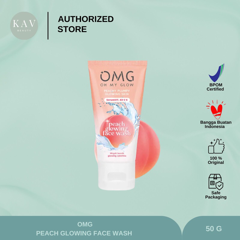 Jual OMG Oh My Glow Peach Glowing Face Wash 50g | Shopee Indonesia