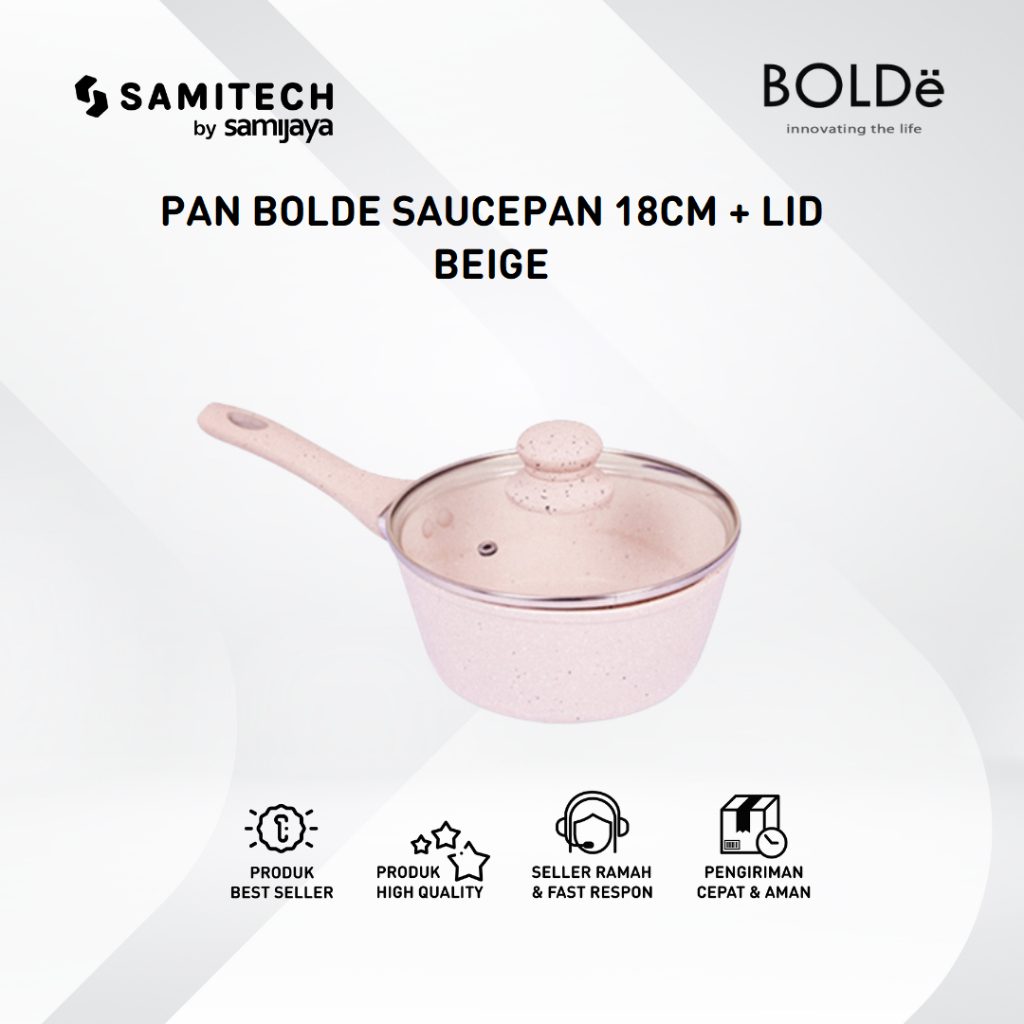 Jual SUPER PAN BOLDE SAUCE PAN 18CM PLUS GLASS LID BEIGE GRANITE SERIES ...