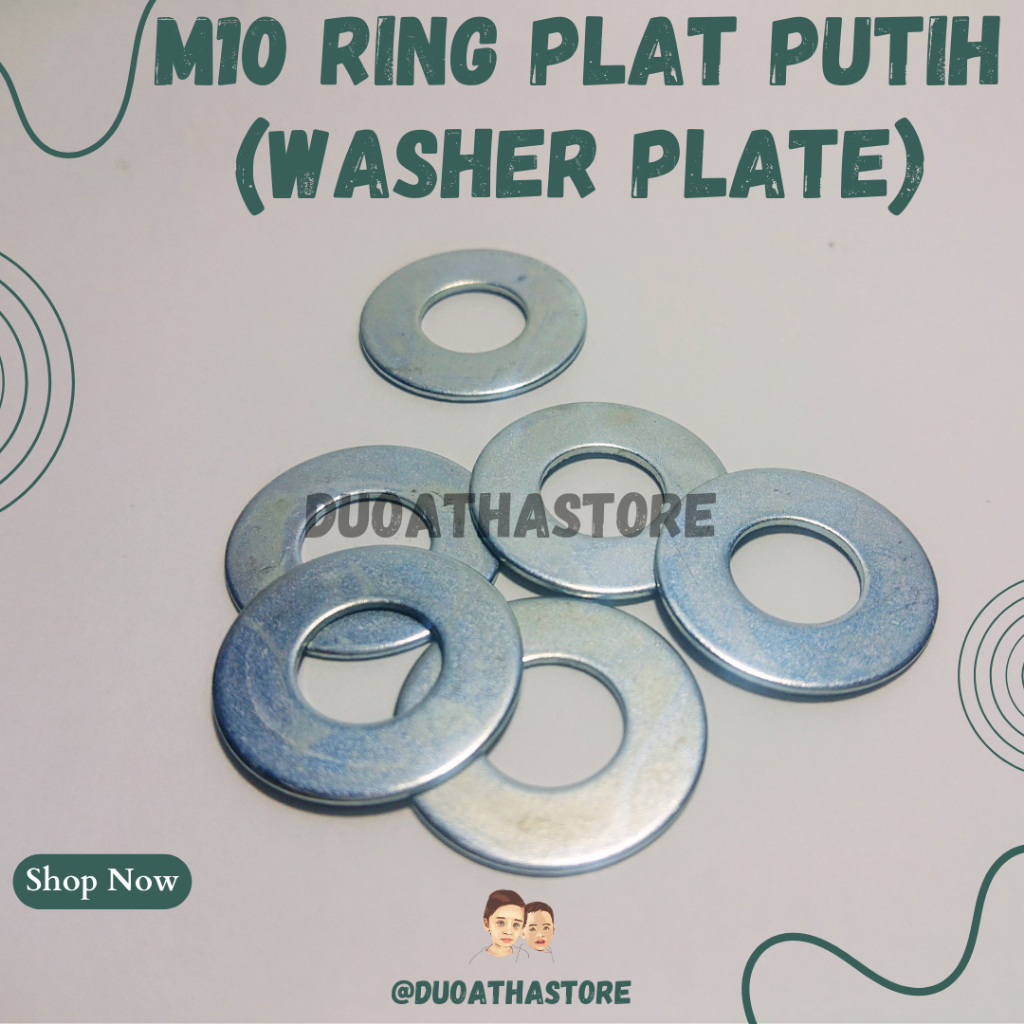 Jual M10 Ring Plat Galvanis Putih WP Washer Plate 10mm | Shopee Indonesia