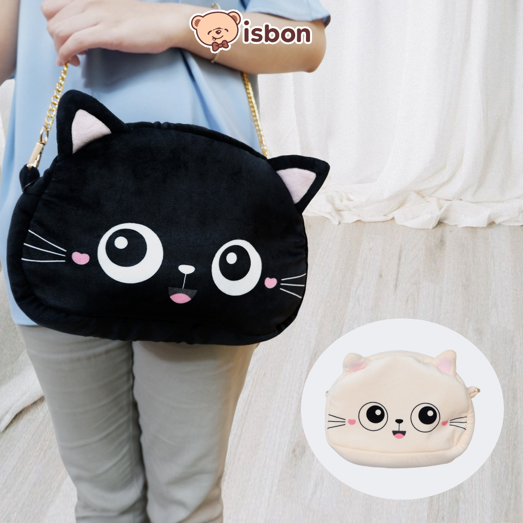 Jual Tas Anak Sling Bag Mono dan Poly Karakter Kucing Cat Hitam Lucu ...