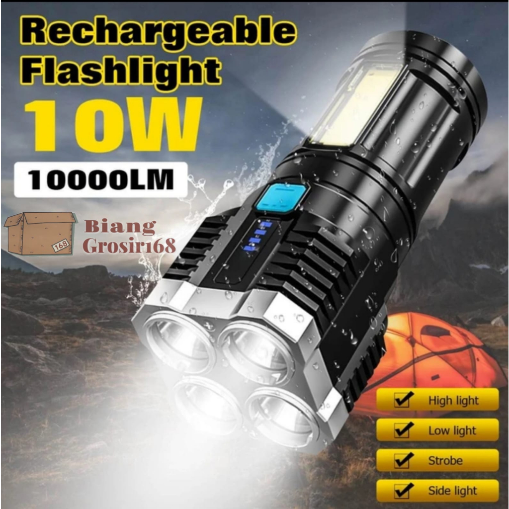 Jual Senter 4 LED Senter L19 COB 4 Mode Lampu Sorot Senter Camping ...