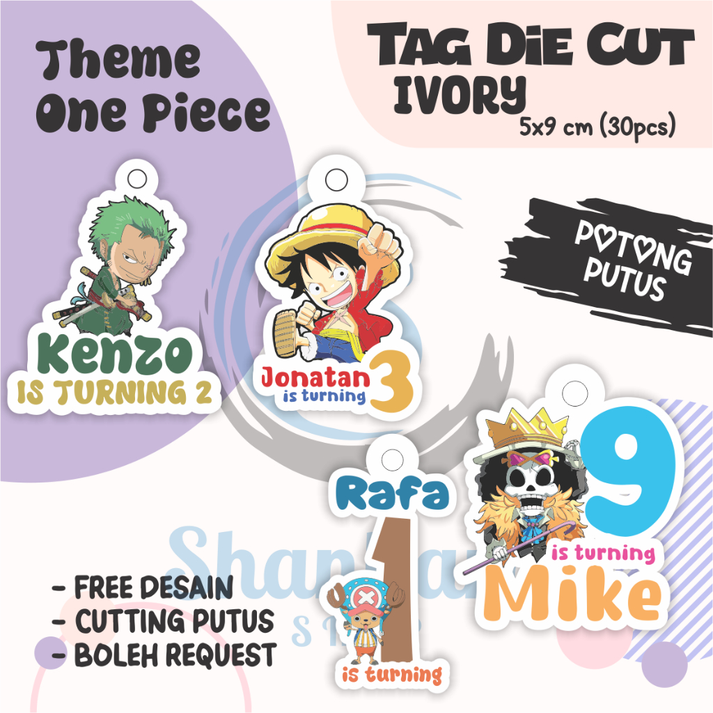 Jual (30pcs) Tag THEME ONE PIECE ( TAG ONLY ) TIDAK TERMASUK TALI / Tag ...