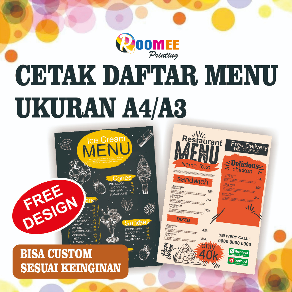 Jual CETAK DAFTAR MENU MAKANAN MINUMAN A4/A3 FREE DESIGN | Shopee Indonesia