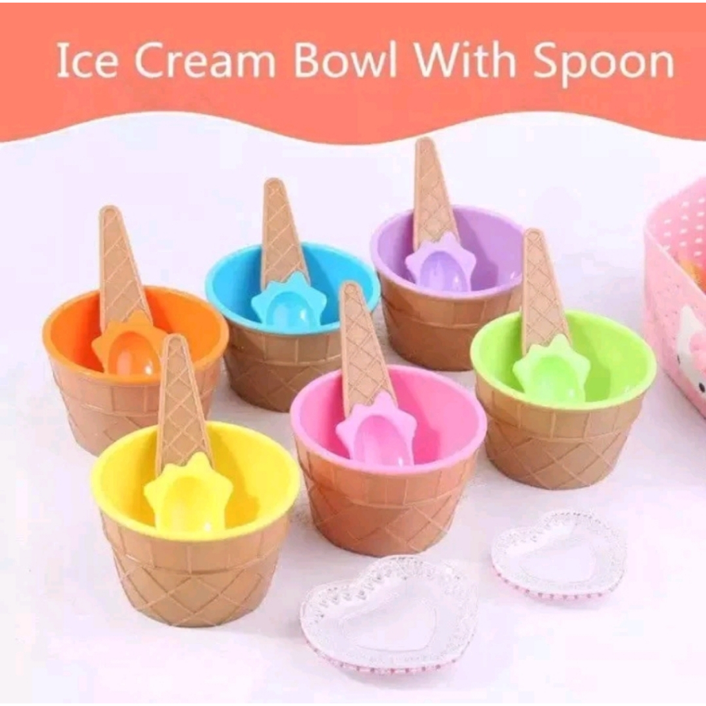 Jual Es Krim Cup Mangkok Es Krim Cup Sendok Es Krim Warna Warni Wadah Es Krim Bentuk Lucu