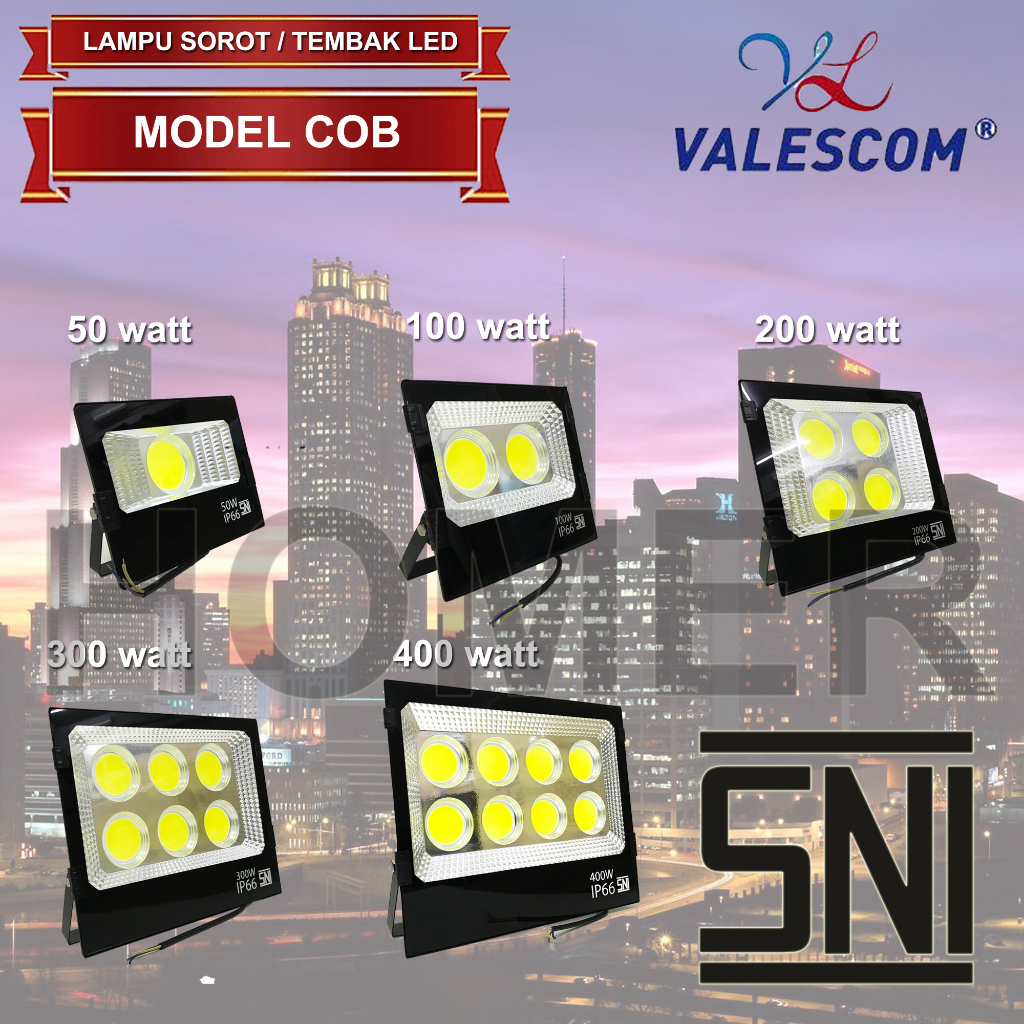 Jual VALESCOM lampu LED sorot tembak COB SNI floodlight outdoor lapangan super terang murah ...