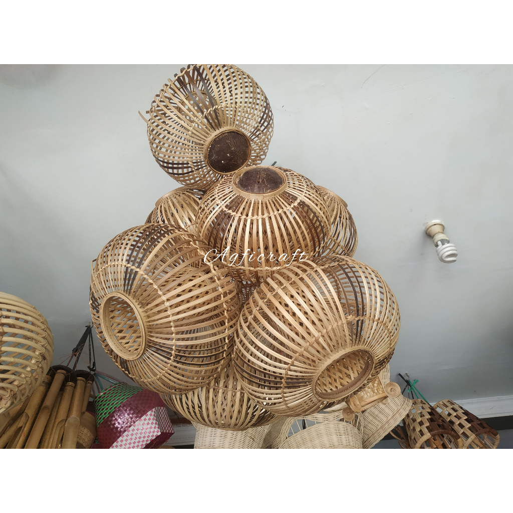 Jual Kap Lampu Bambu Lampion SEDANG Lampu Hias Lampu Gantung Bambu ...