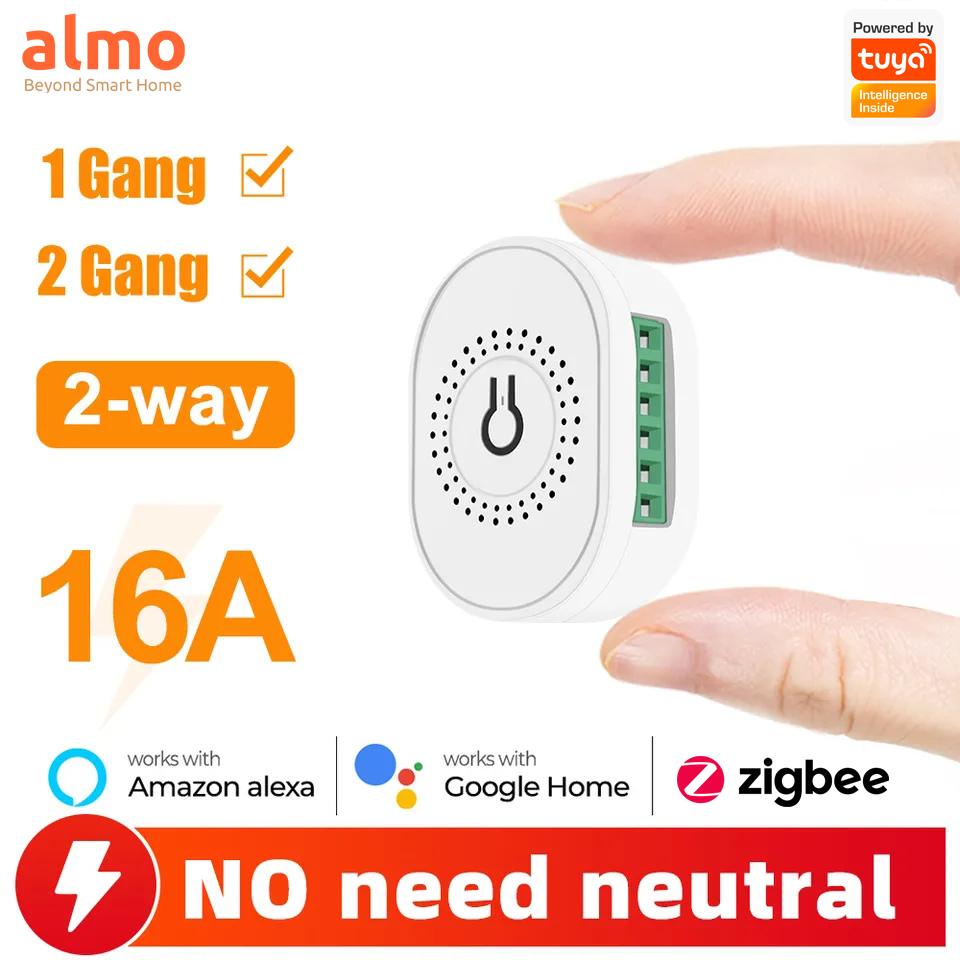 Jual ALMO Tuya ZigBee Smart Switch Module 16A No Neutral Home ...