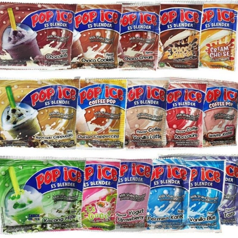 Jual Pop Ice Es Blender 1 renceng isi 10 Sachet Kemasan 25gram | Shopee ...