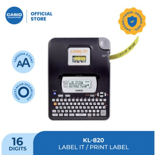 Jual Kalkulator Label Casio KL-820 - Cetak Label tulisan, simbol, angka ...
