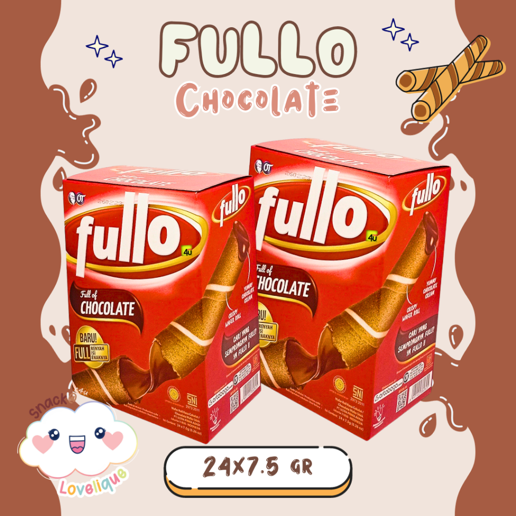 Jual Fullo Stick Wafer Rolls 7.5g 1 BOX Isi 24pcs (Chocolate / Vanilla ...