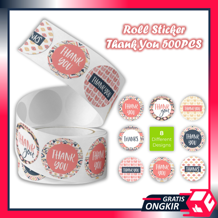 Jual Gratis Ongkir – 5195 1 Roll Stiker Thank You / Sticker Thank You ...