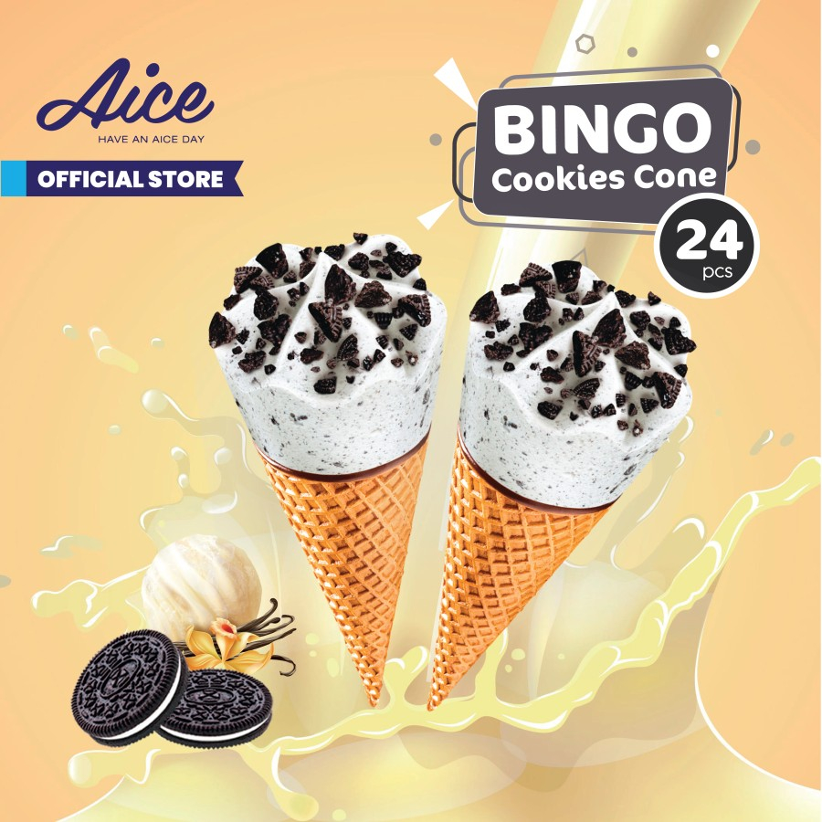 Jual Aice Bingo Cookies Cone (1 Karton = isi 24pcs) Es krim | Shopee ...
