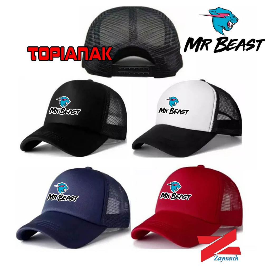 Jual topi anak mr beast font topi tracker anak topi jaring anak mr ...