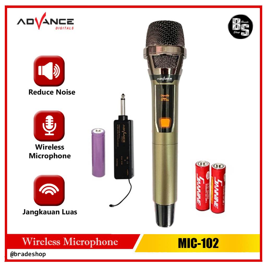 Jual Mic Wireless Advance MIC-102 / Profesional Microphone Wireless ...